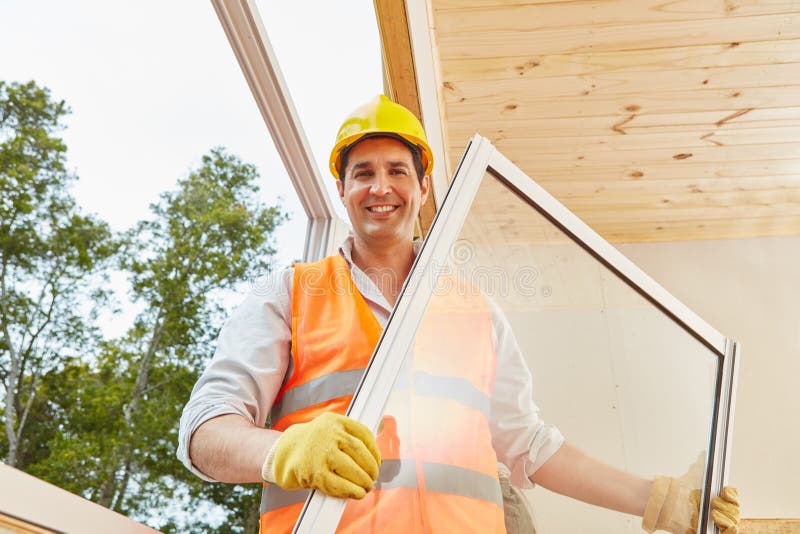 Competent Window Fitter Working in Woodhouse Stock Photo - Image of ...