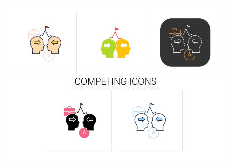 Competing icons set stock vector. Illustration of competing - 237027688