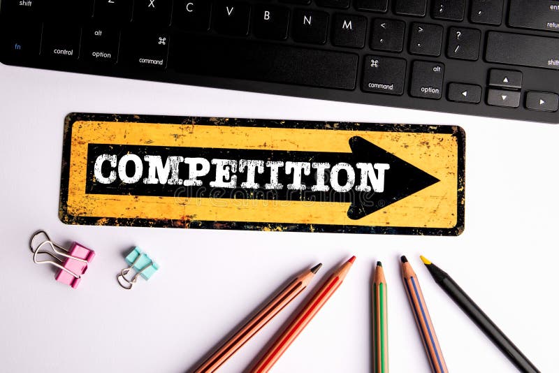 Competition. Black Computer Keyboard on Office Desk Stock Image - Image ...