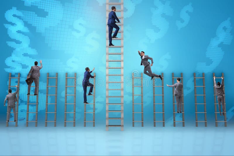 The Competition Concept with Businessman Beating Competitors Stock ...