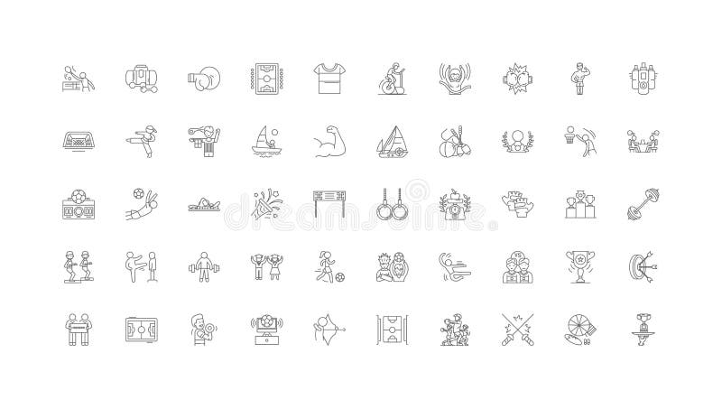 Competition Concept Illustration, Linear Icons, Line Signs Set, Vector ...