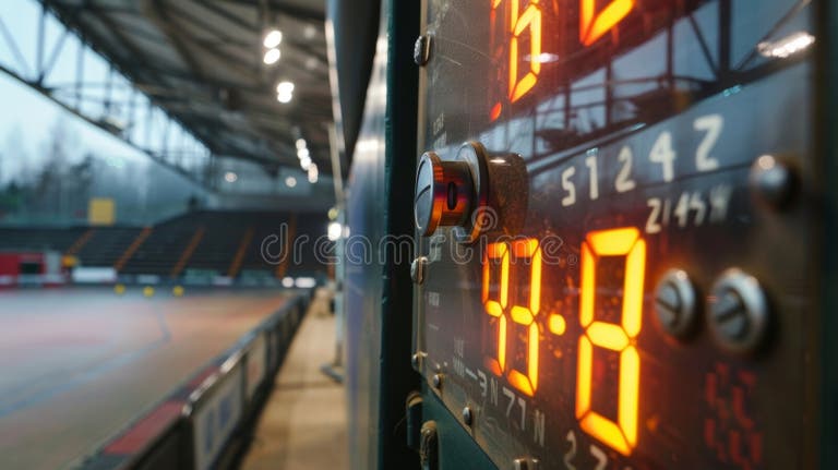 The Competition Field Viewed from the Side with a Large Digital Clock ...