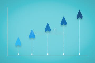 Competition, Growth and Progress Chart with Paper Plane Stock Photo ...