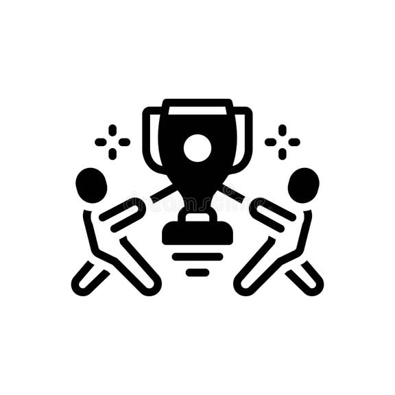 Black Solid Icon for Competition, Contest and Match Stock Illustration ...