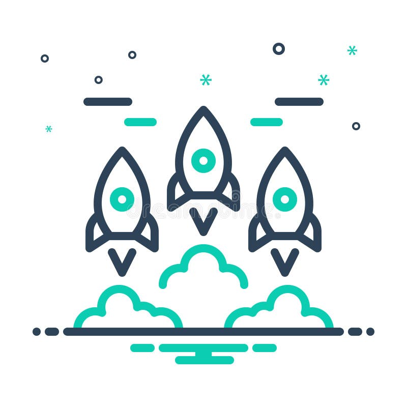 Mix Icon for Competition, Contest and Rocket Stock Vector ...