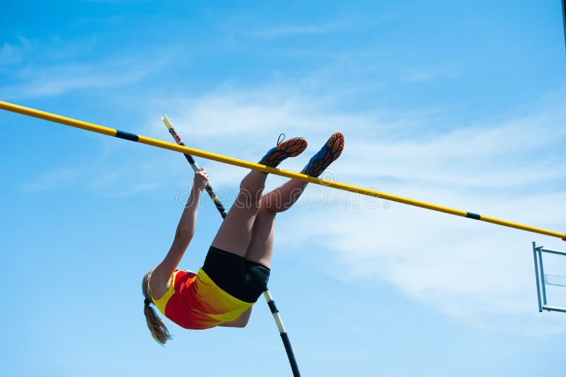 Competition Pole Vault Jumper Female Editorial Stock Image - Image of ...