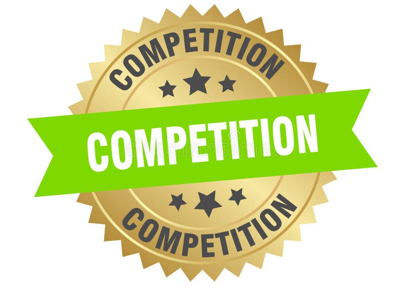 Competition. Competition Round Green and Gold Label Isolated on ...