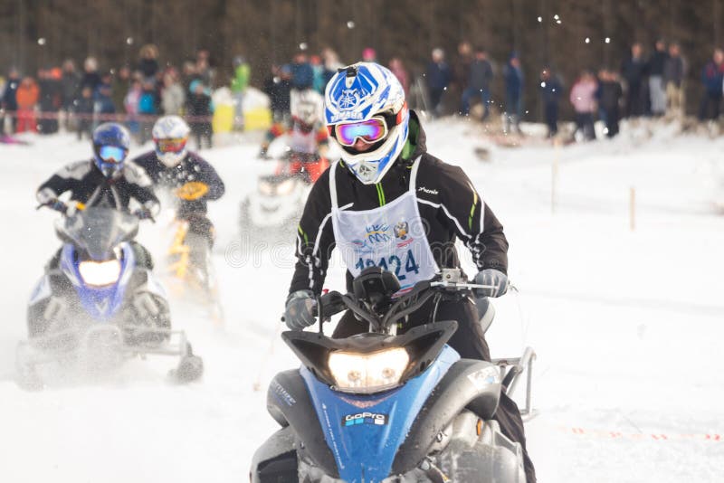 Competition. Snowmobile Races Editorial Stock Photo - Image of races ...