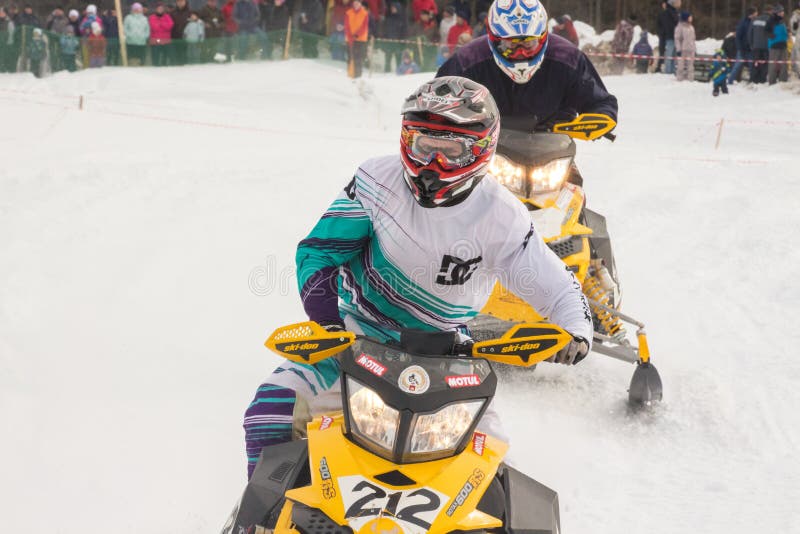 Competition. Snowmobile Races Editorial Photo - Image of drivers, sport ...