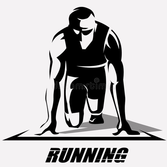 Competition Sprinter Athlete at Start, Stylized Vector Symbol Stock ...