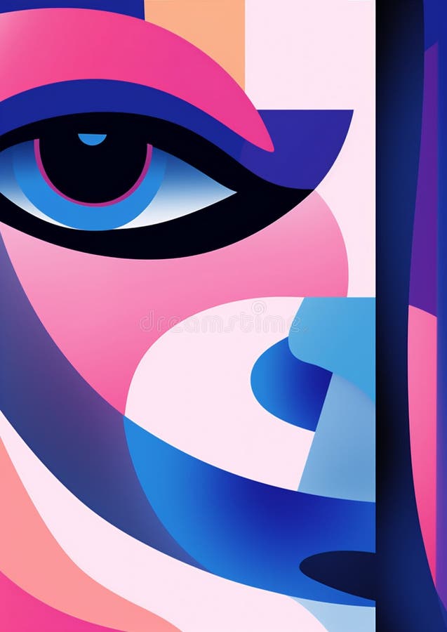 Graphic Woman Design Cubism Abstract Modern Face Cubist Fashion Poster
