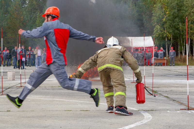 Training Firefighters at the Training Range. Editorial Stock Photo ...