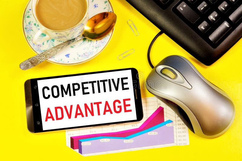 Competitive Advantage. Text Message on the Smartphone Screen Stock ...