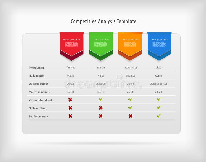 Competitive Analysis Vector Template with Colorful Ribbons. Stock ...