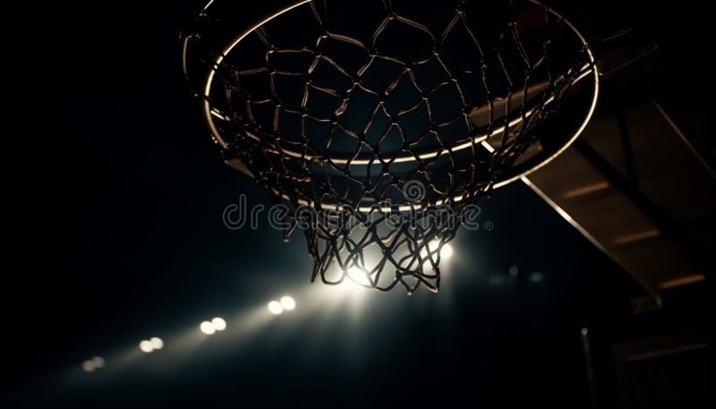 Competitive Basketball Success Under Bright Spotlight at Night ...