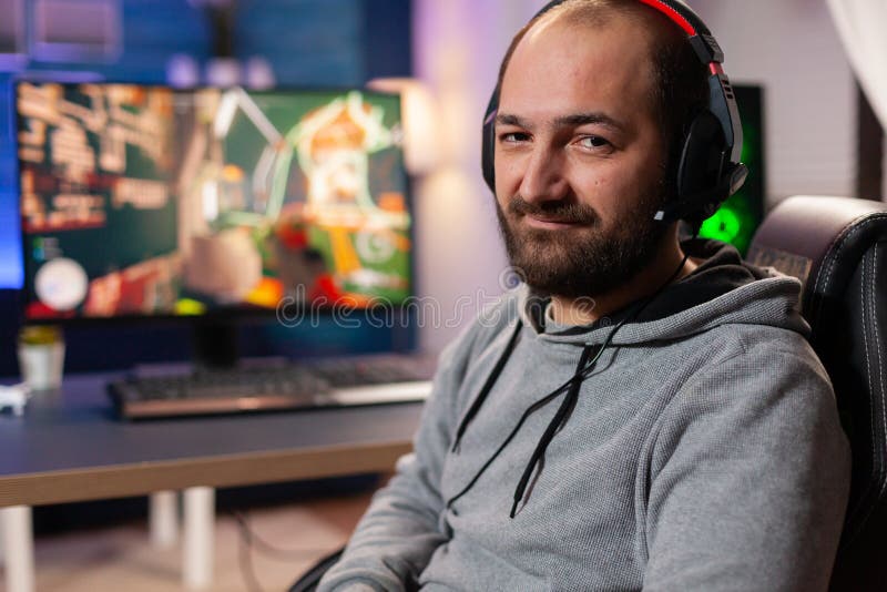 Competitive Gamer Looking into Powerful Computer Stock Photo - Image of ...