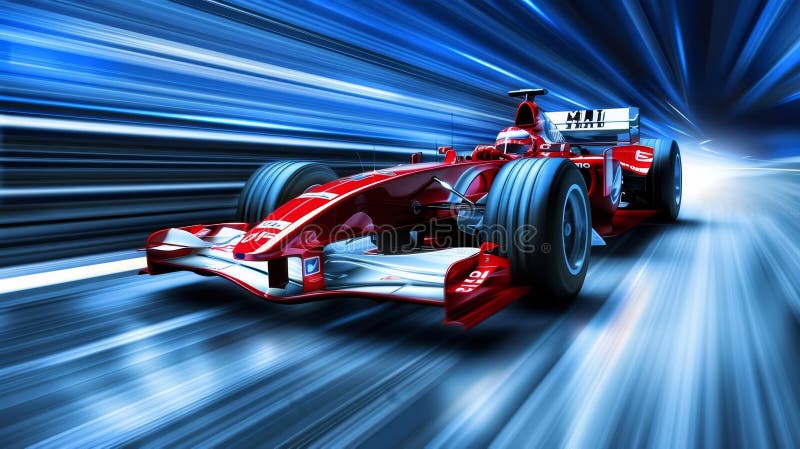 Competitive Racing Team with Speeding Car on Track, Motion Blur ...