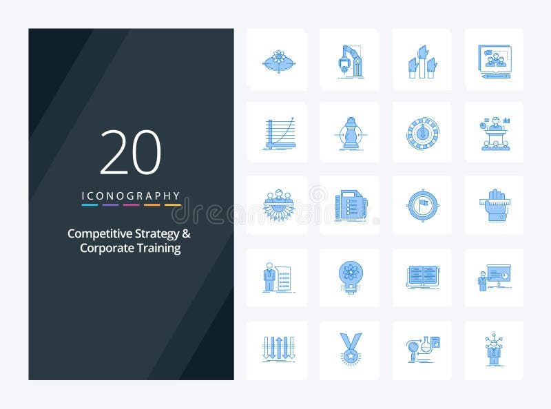 20 Competitive Strategy and Corporate Training Blue Color Icon for ...