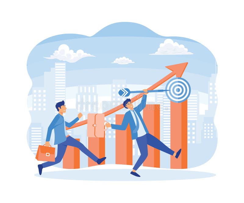 Competitive Vector Businessman with Business on Target Graph. Stock ...