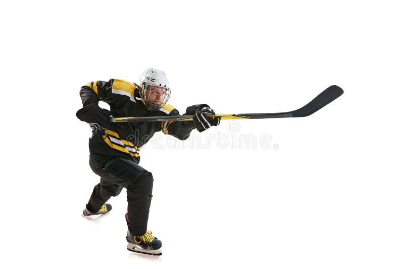 Competitive Young Man, Hockey Player in Motion during Game, Training ...