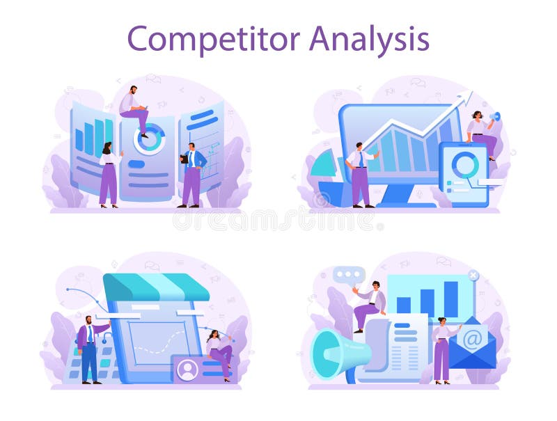 Competitor Analysis Concept Set. Market Research and Business Stock ...