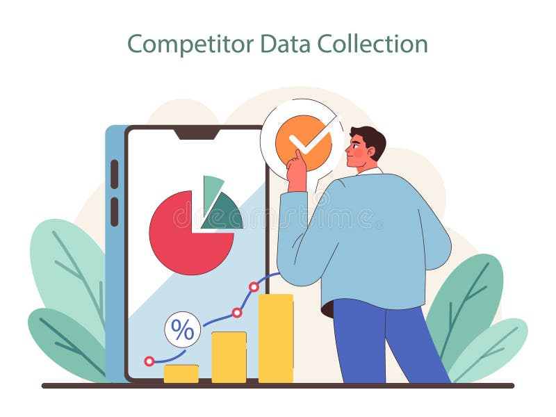 Competitor Data Collection Concept. a Marketer Analyzes Market Share ...