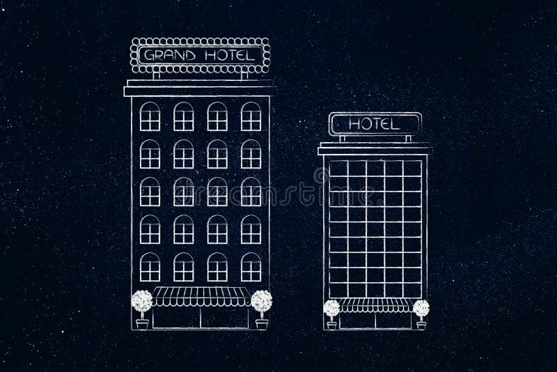 Competitor Hotels with Different Style Next To Each Other Stock ...
