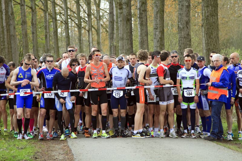 Triathlete Swimmers At Starting Line Editorial Photo - Image of line ...