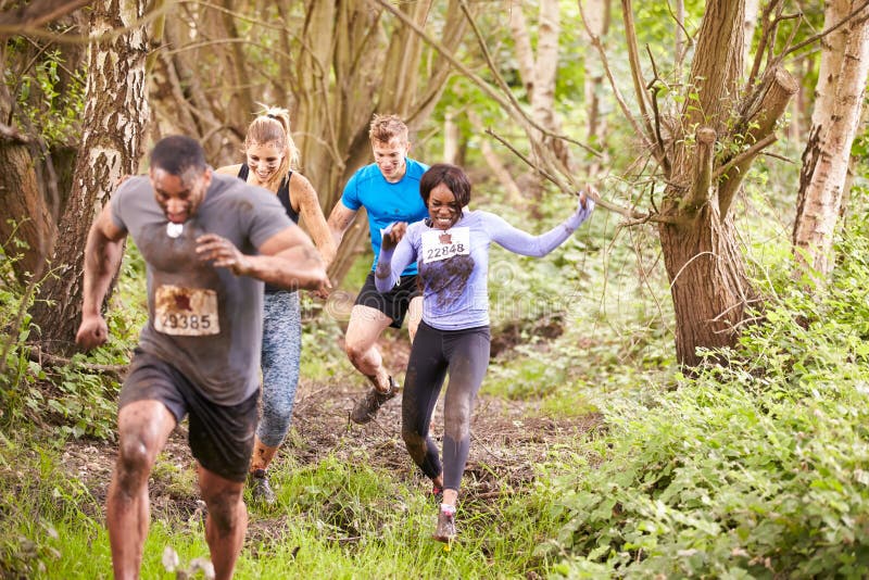 Competitors Running in a Forest at an Endurance Event Stock Image ...