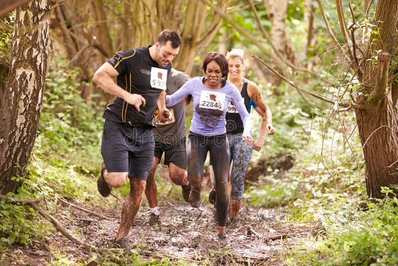 Competitors Running in a Forest at an Endurance Event Stock Image ...