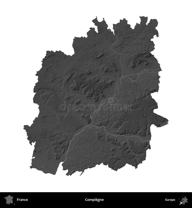 Compiegne, France, Isolated on White. Grayscale Stock Image - Image of ...