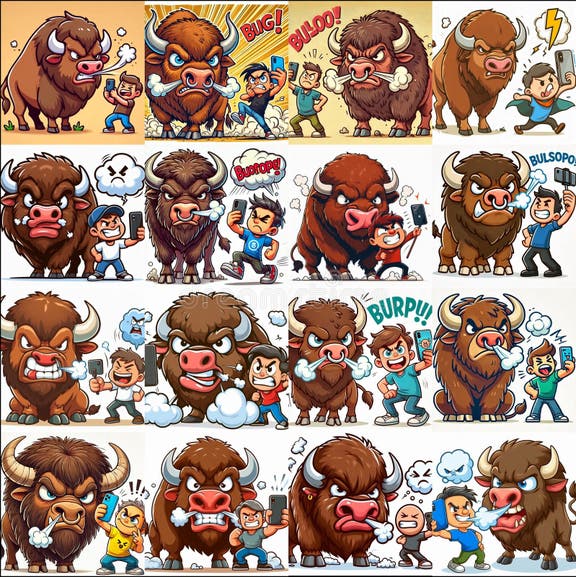 Compilation of Angry Bison and Man Taking Selfie Stock Photo - Image of ...
