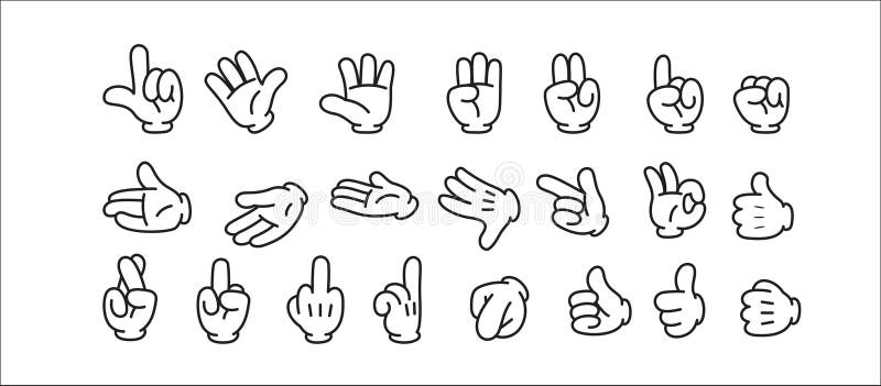 Compilation of Cartoon Hand. Cartoon Character Elements Stock ...