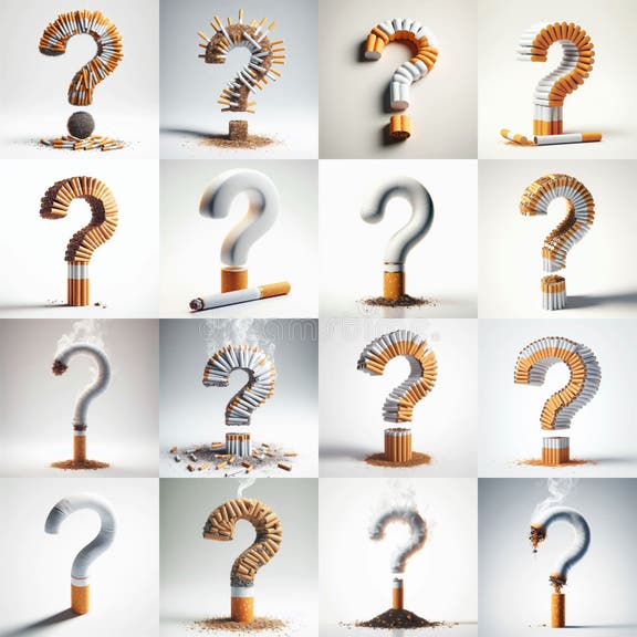 Compilation of Cigarettes Question Mark Stock Image - Image of smoker ...
