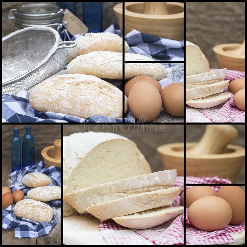 Compilation Collage of Fresh Bread Making Stages Stock Photo - Image of ...