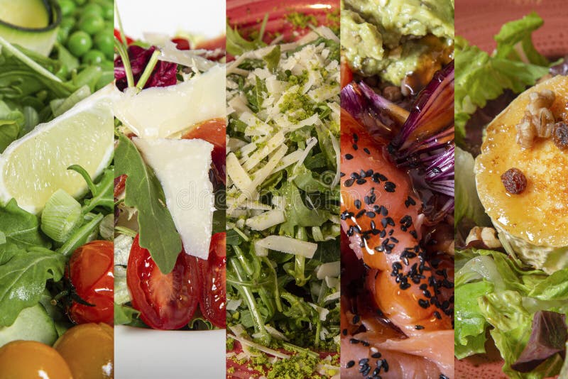 Compilation of Different Types of Salads Stock Image - Image of ...