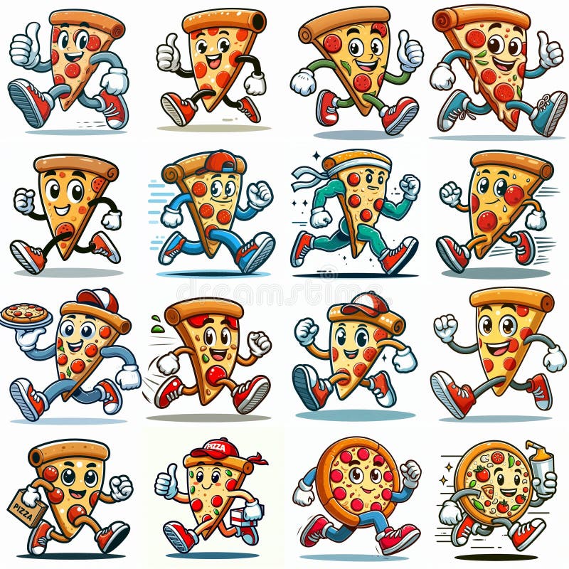 Pizza Running with Foam Finger Stock Vector - Illustration of pizza ...