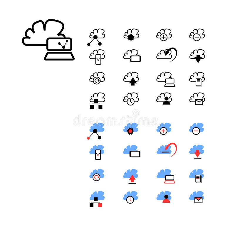 A Compilation of Various Cloud Symbols Stock Illustration ...