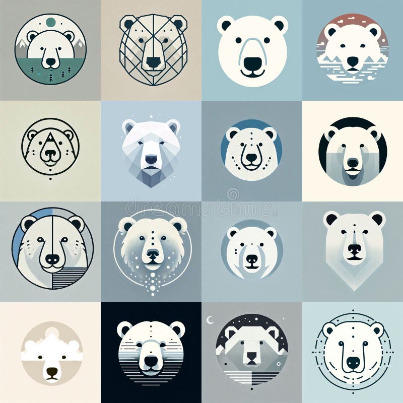 Compilation Vector Illustration Polar Bear Face Stock Illustration ...