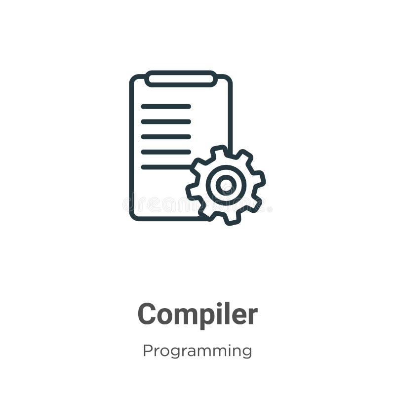 Compiler Outline Icon Isolated Line Vector Illustration From