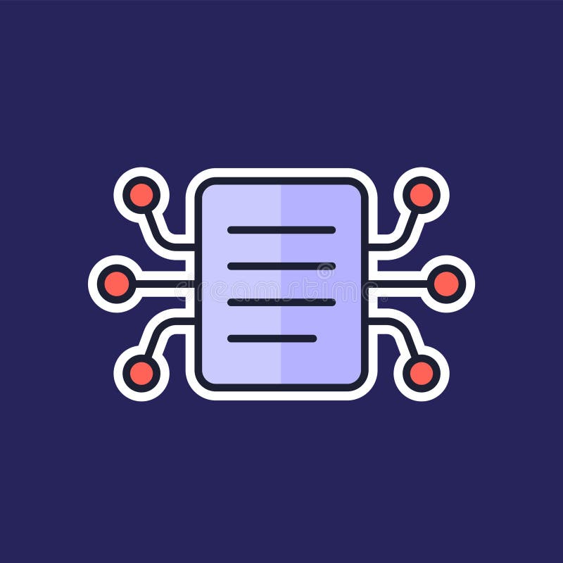 Compiling Data Icon with Document, Outlined Design Stock Vector ...