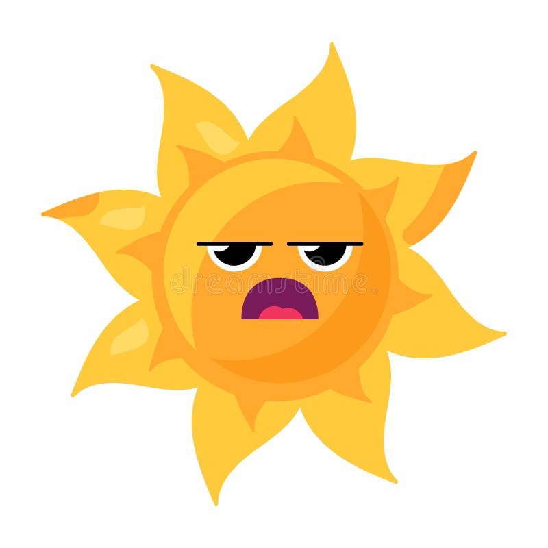 Complaining Irritated Face Emoji Sun Element Stock Vector ...