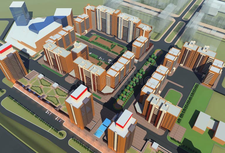 Complejo Residencial (representación 3d) Stock de ilustración ...