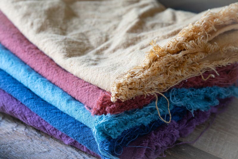 Stack of Complementary Autumn Colors of Cotton Fabric. Stock Photo ...