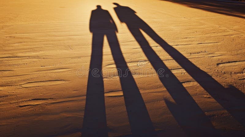 Long Shadows on Sandy Beach Stock Image - Image of companionship ...