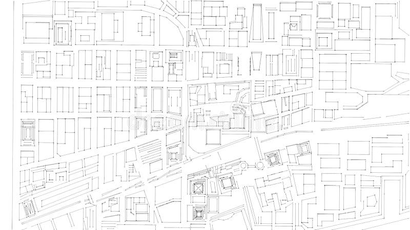 The Complete Architectural Layout Sketch Blueprint Drawing of a City ...