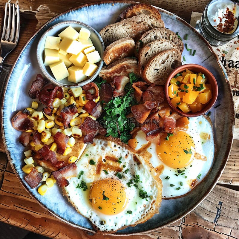 A Complete Breakfast with Tomatoes and Eggs, AI Stock Illustration ...