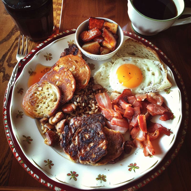 A Complete Breakfast with Tomatoes and Eggs, AI Stock Illustration ...