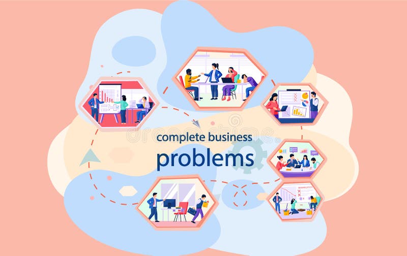 Complete Business Problems Scheme. People Work with Company Cost ...