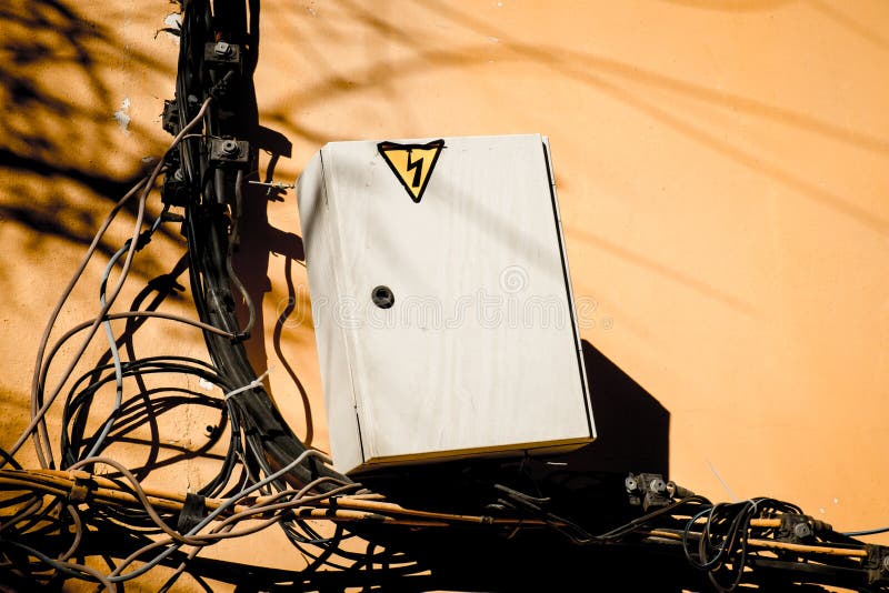 Old, Unsafe Wiring in the Apartment. Safety Violation Stock Photo ...